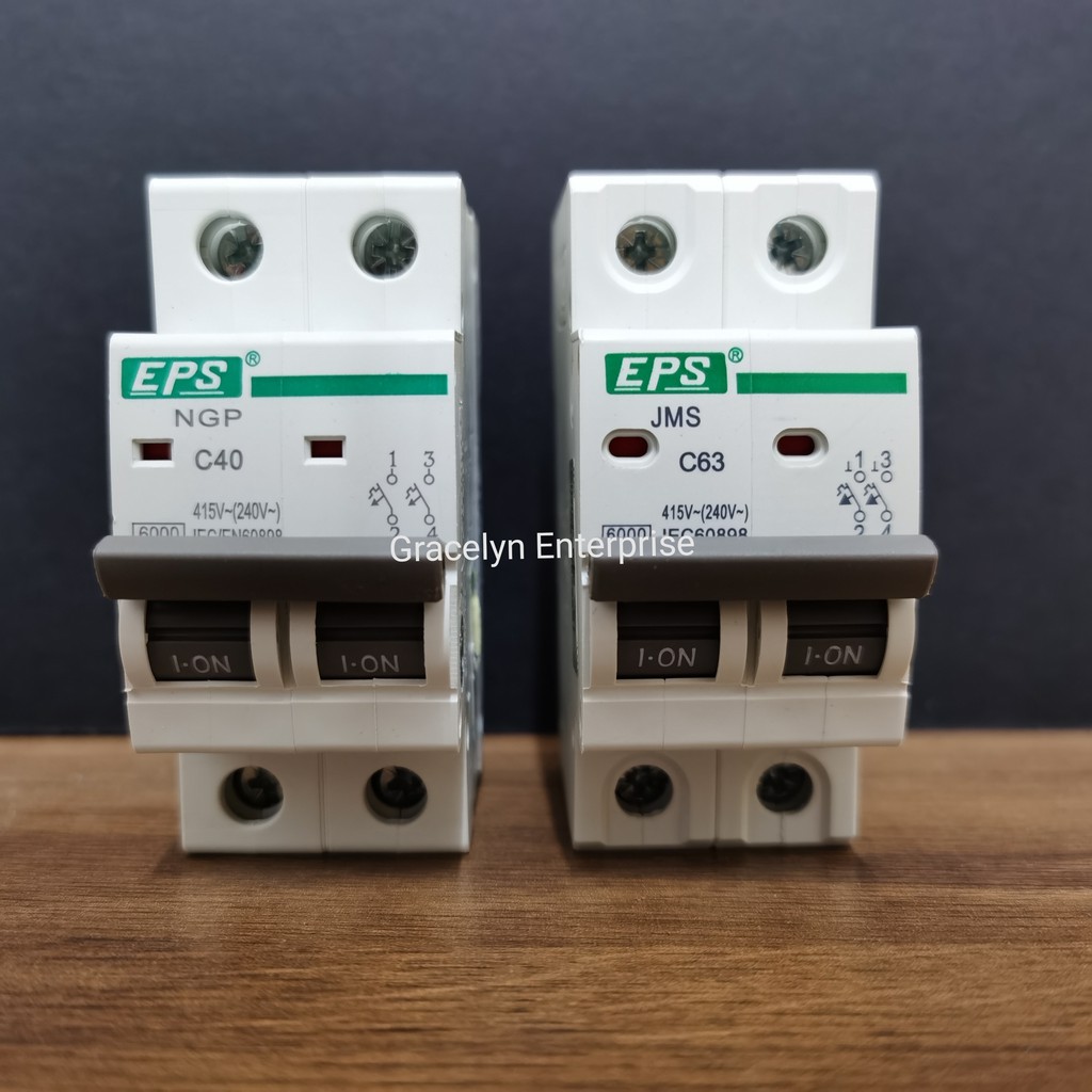 EPS 2 Pole MCB 40A 63A Miniature Circuit Breakers 6KA (SIRIM) | Shopee ...