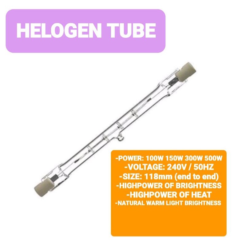 *READY STOCK* HALOGEN TUBE(118mm) 100W /150W / 300W / 500W - VOLTAGE ...