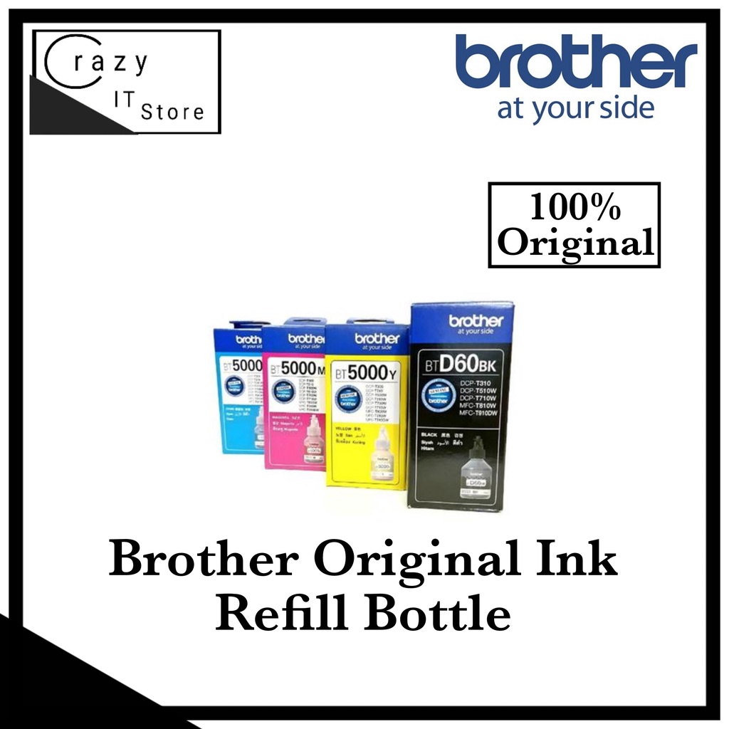 Brother BT-D60BK / BT-5000 C/M/Y Refill Original Ink | Shopee Malaysia