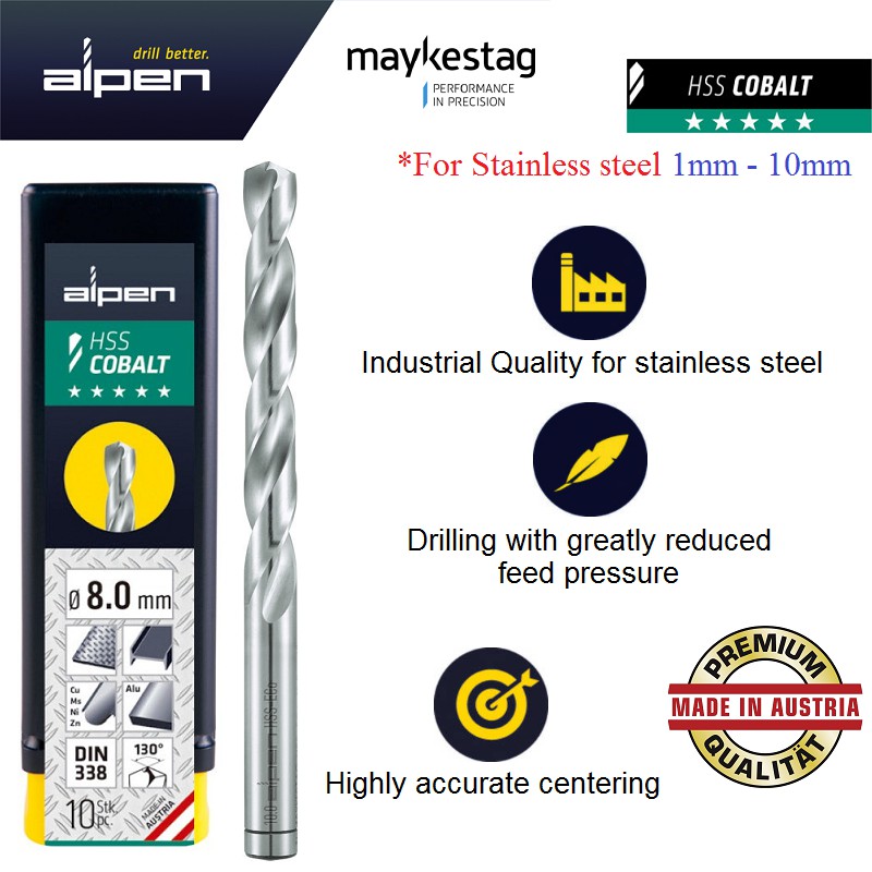 Alpen(1mm-10mm)Stainless Steel HSS Cobalt Drill Bit A613 | Shopee Malaysia