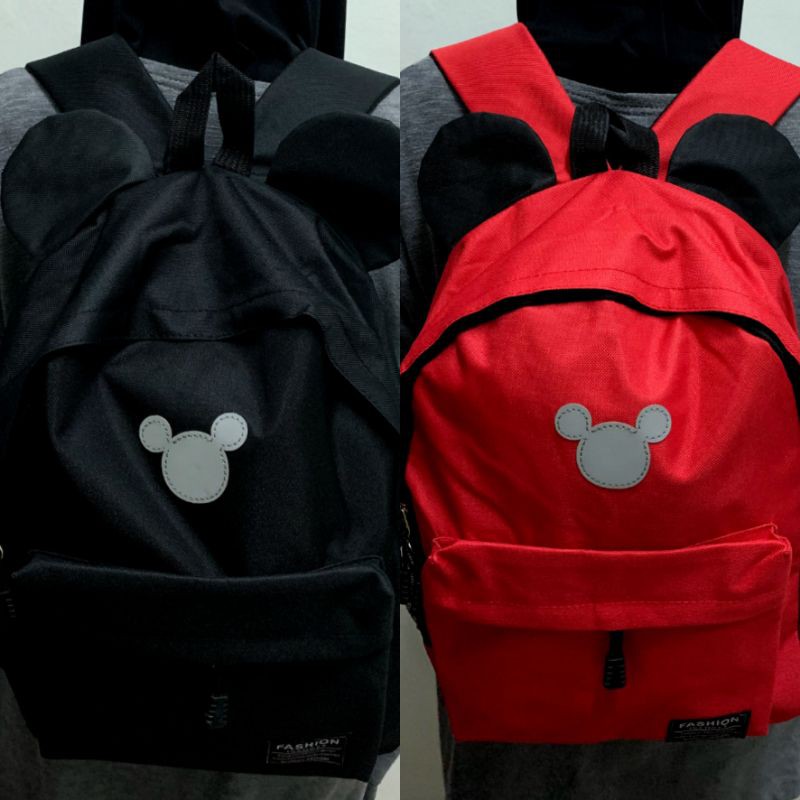 Red and Black Mickey Backpack | Shopee Malaysia