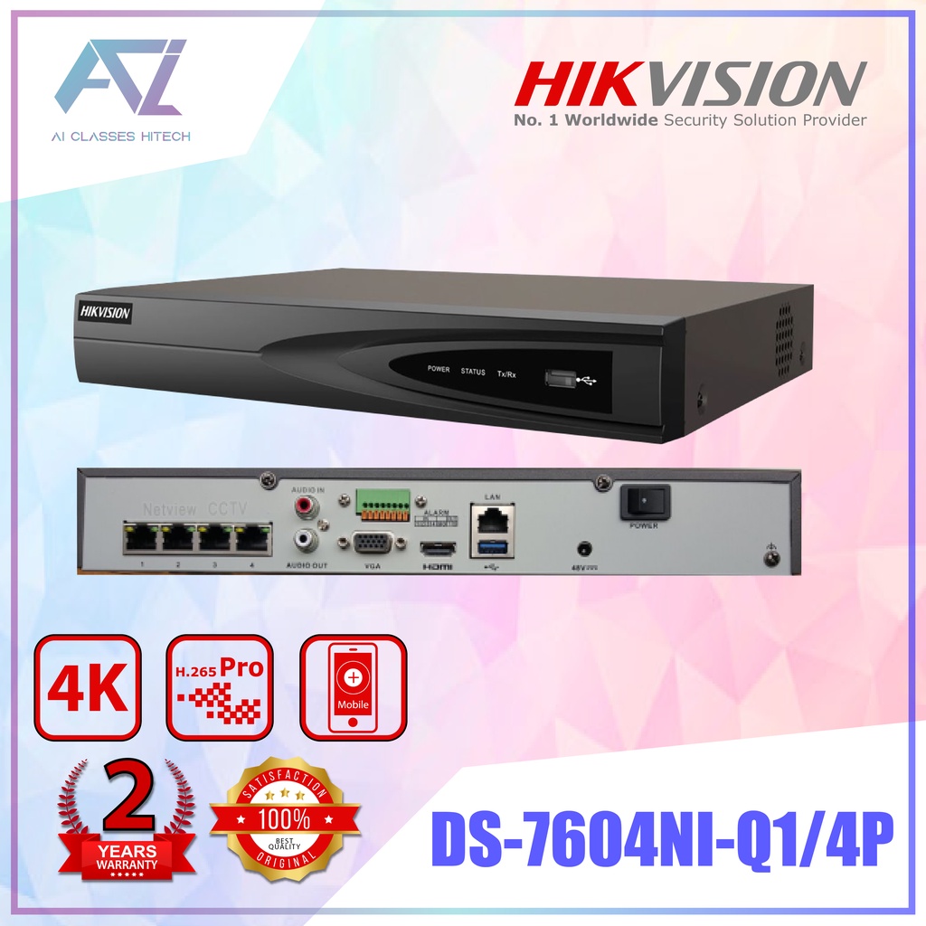 Hikvision DS-7604NI-Q1/4P 4 channel 4K NVR IP CCTV Network Video Recorder With Poe Port | Shopee ...