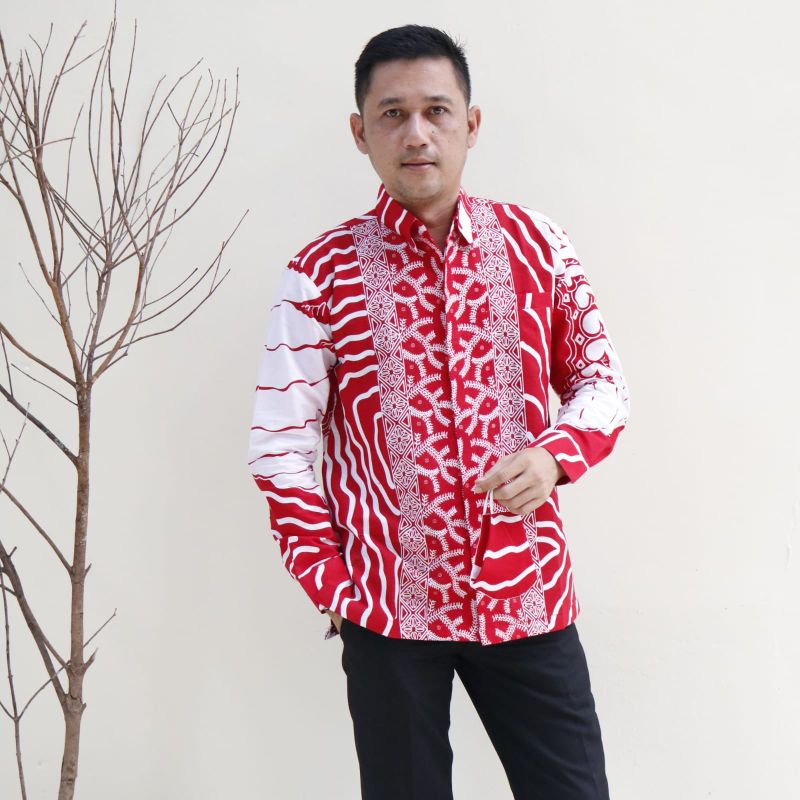 (1kg = 4pcs) Long Sleeve batik Shirt batik ORI MACAN PEKSI NAVY batik ...