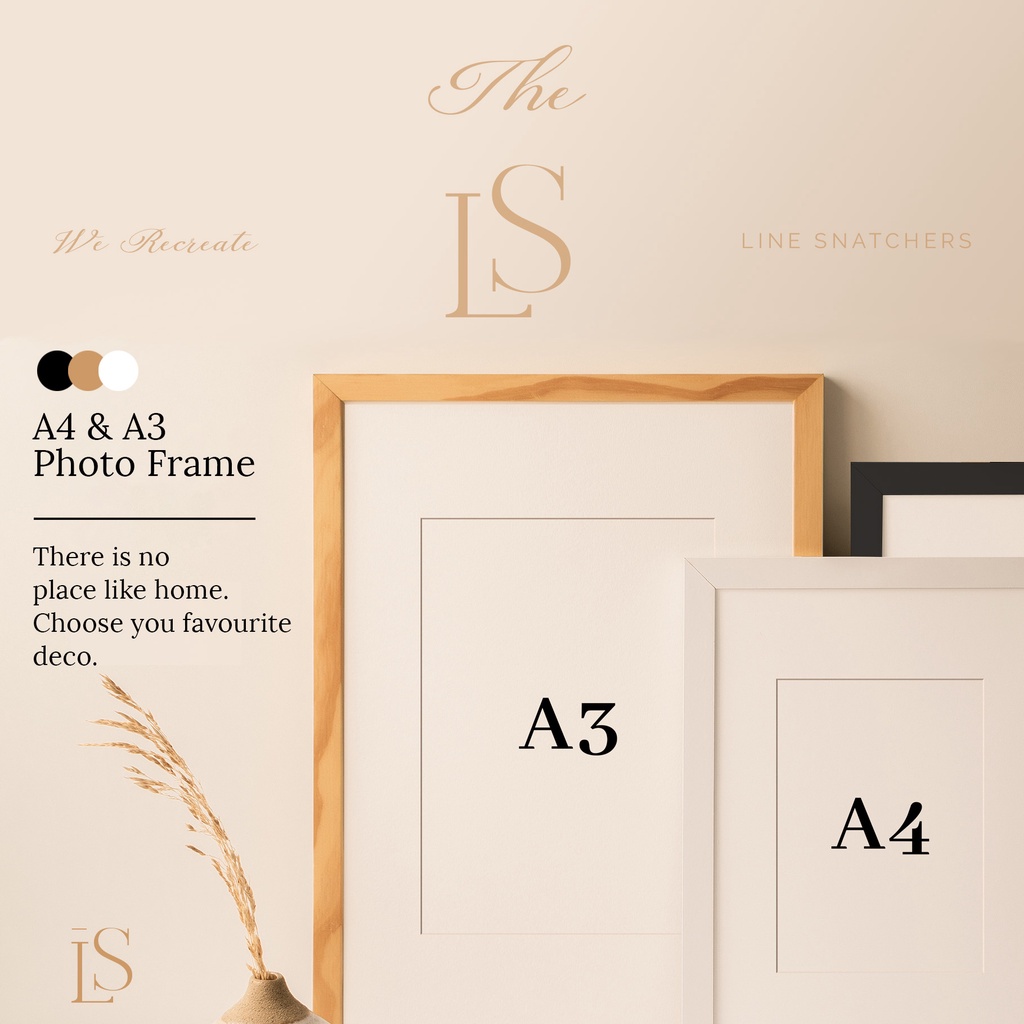 A4 Frame Minimal Wooden - A4 Size - Black/ White/ Wooden/ Oak Photo ...