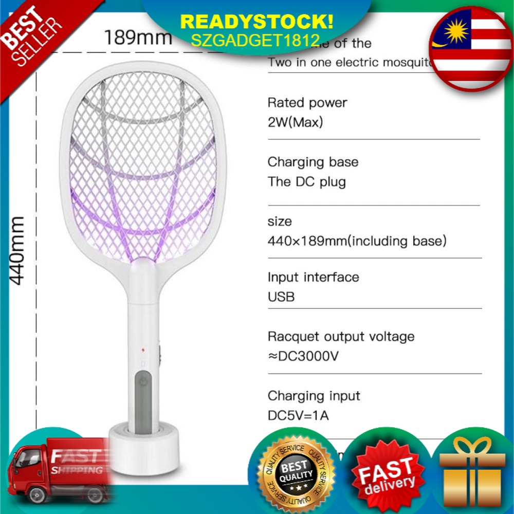 USB Rechargeable Dual Modes Killer Lamp Charging Raket Penghalau Nyamuk ...