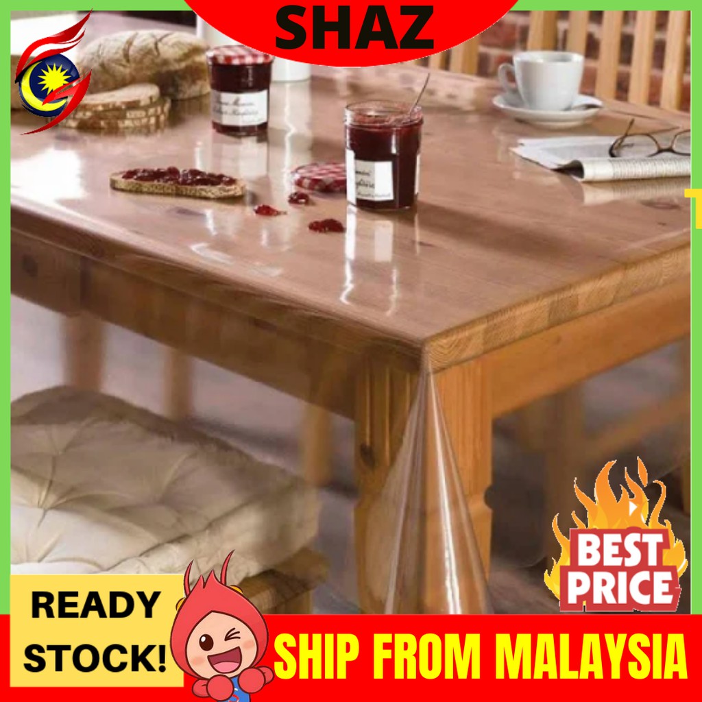 Alas Meja Plastik/Lapik Meja Tebal/PVC Clear/Jernih/Waterproof Plastic ...