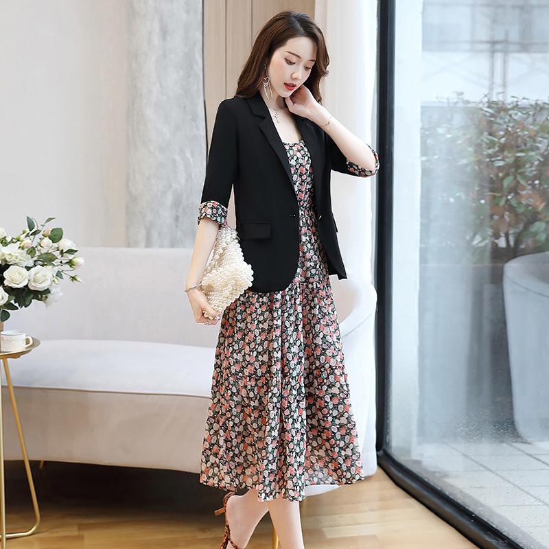 ♦♦♘Musim bunga dan panas 2021 gaya baru gaun sling Korea, dua helai ...