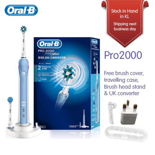 Oral-B PRO 2000 Blue Electric Rechargeable Toothbrush D20.524.2M with 2 Brush Heads [China ...
