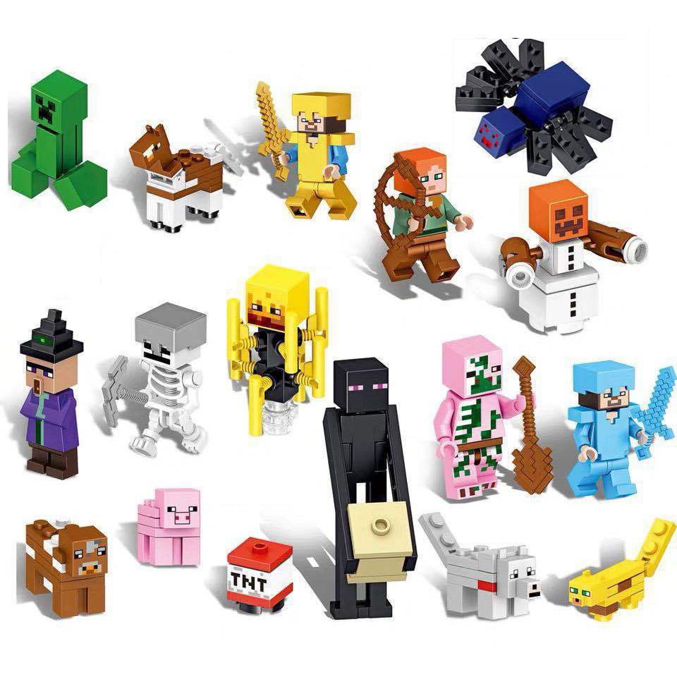 Lego Compatible Minifigures (16 in 1) Minecraft Character Blocks ...