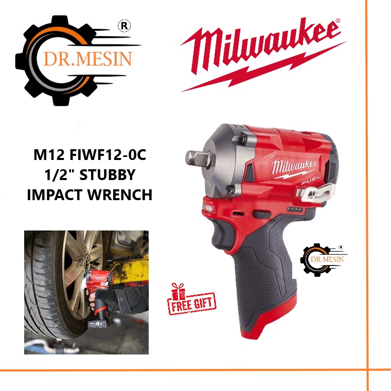 [READY STOCK] Milwaukee M12 FIWF12 Fuel 1/2" Stubby Impact Wrench 339NM ...