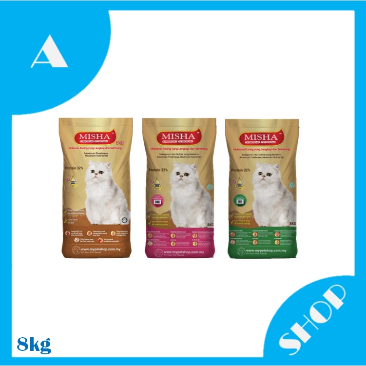 Misha Cat Dry Food 8kg (Chicken & Tuna /Ocean Fish /Seafood) | Shopee ...