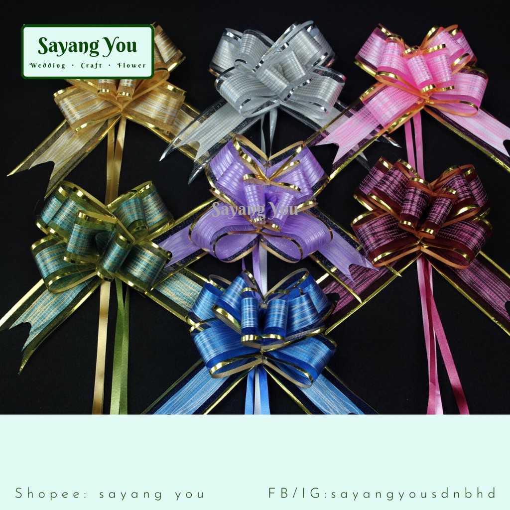 10Pcs 8x3.2cm Wedding Party DIY Assorted Colour Chequered Pull Bow ...