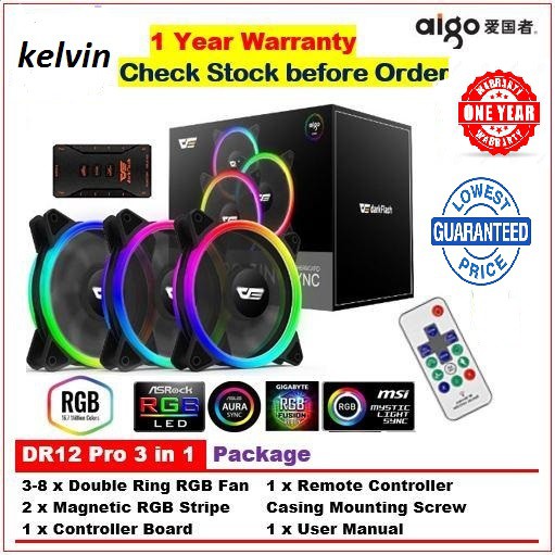 Aigo DR12 PRO 3in1 5in1 PC Fan With Remote Control Cool down 2Ring LED ...