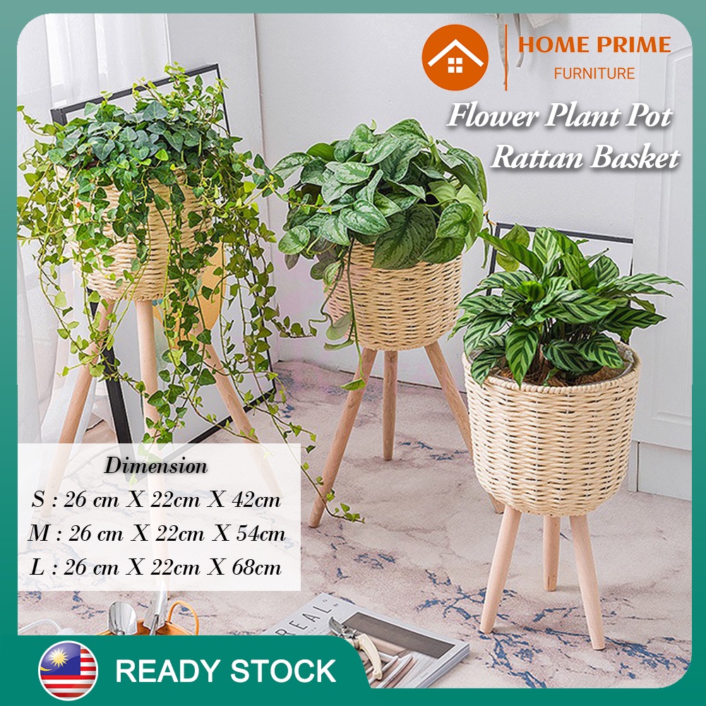 HP Pot Rack 018 Flower Plant Pot Rattan Basket Pasu Berkaki Bekas ...