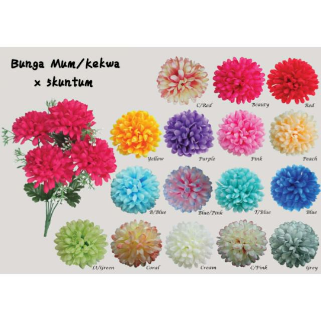 Flower Mum Spray/Bunga Kekwa/Atificial Flower Chrysanthemum/Bunga mum ...