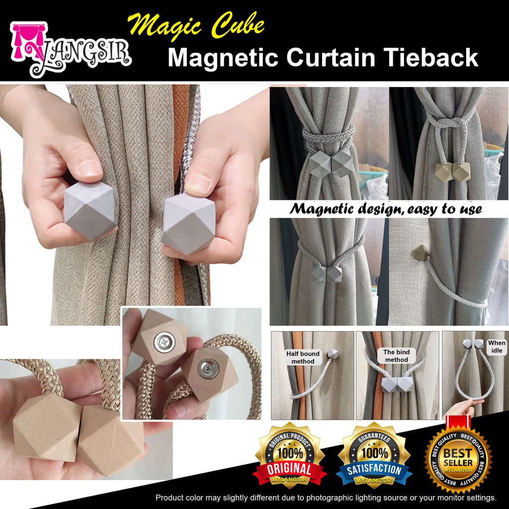 MYLANGSIR Magnetic Curtain Tieback Magic Cube/Tali ikat langsir Magnet ...