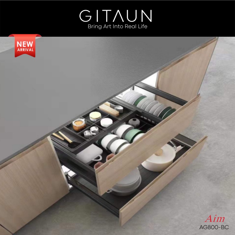 [AIM] Aluminium Pull Out Dish Rack / Pull Out Basket / Kitchen Drawer / Laci Kabinet / AG800-BC ...