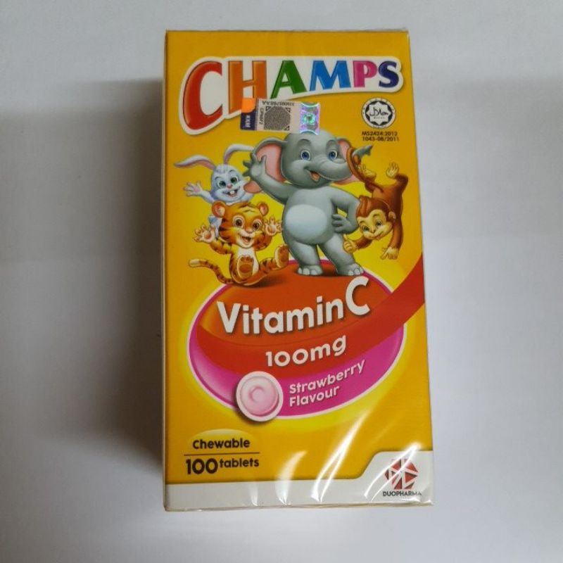 Champs Vitamin C 100mg Tablets 100s (Strawberry Flavour)(Expiry Date:01 ...