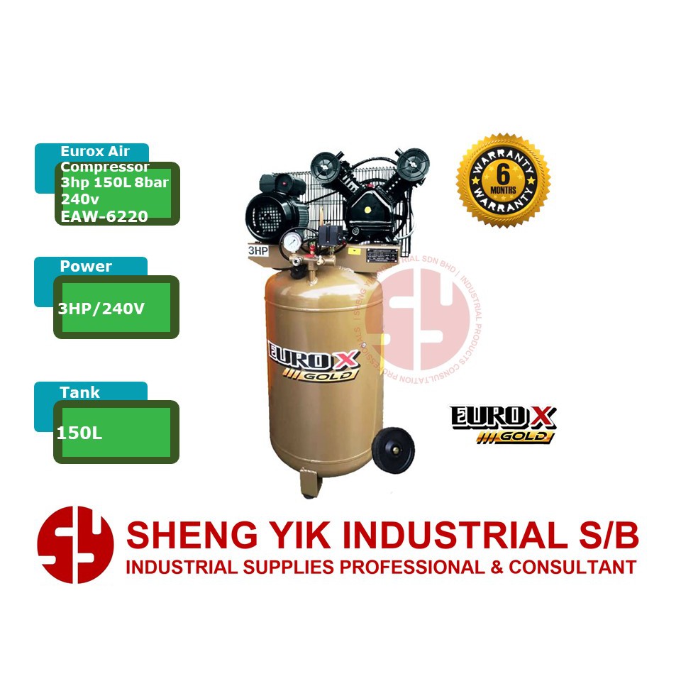 Eurox EAW-6220 EAW6220 Air Compressor 3hp 150litre 8bar 240v | Shopee Malaysia