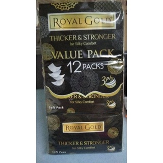 ROYAL GOLD 3PLY TICKER & STRONGER SOFT PACK FACIAL TISSUE ( 12pack X ...