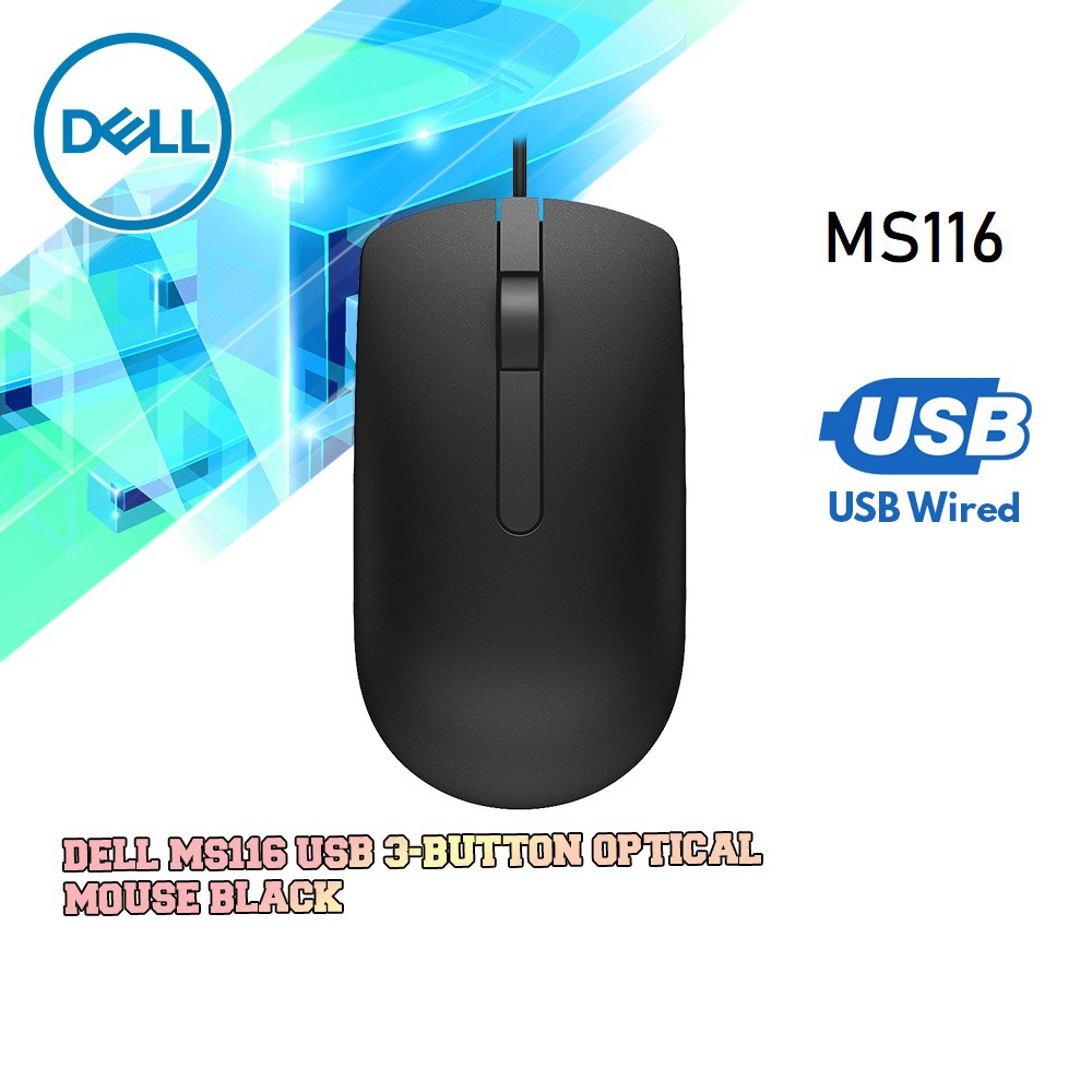 DELL MS116 / MS111 USB OPTICAL WIRED MOUSE. m170, m331,m330, m185, B170 ...
