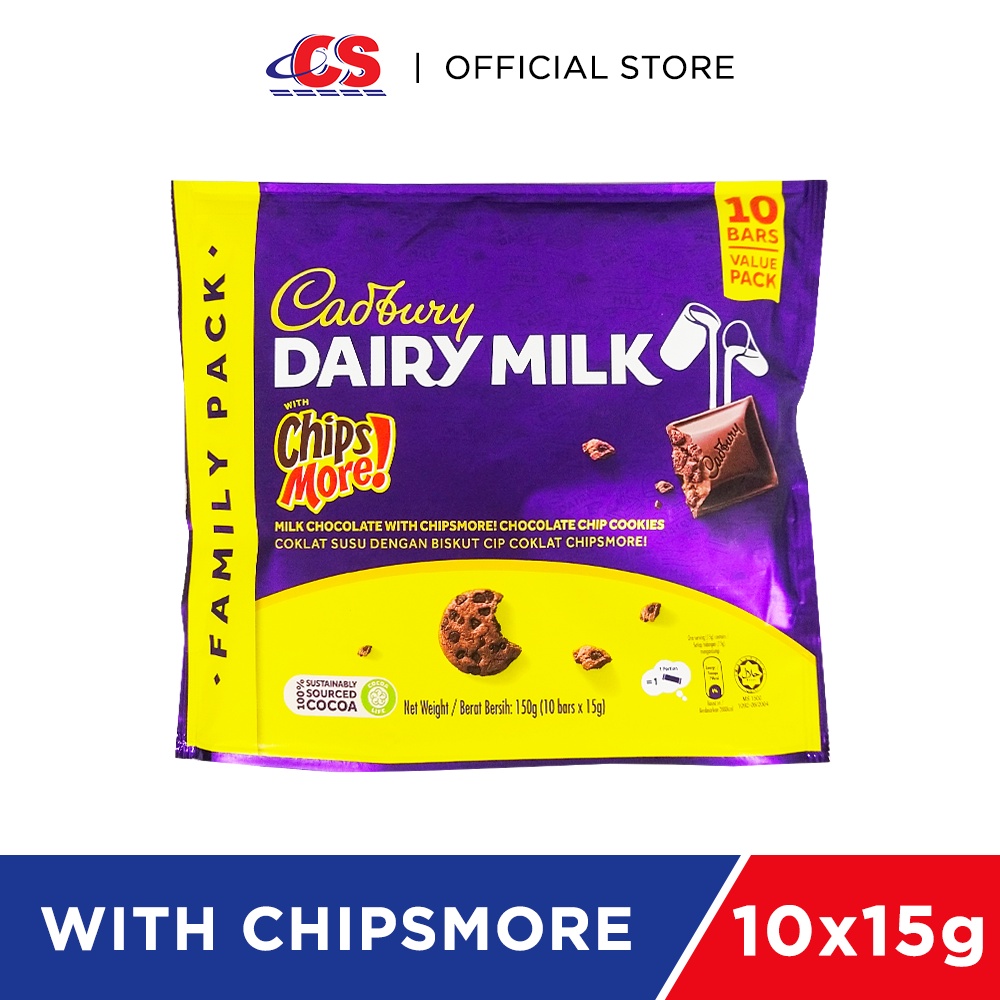 CADBURY Dairy Milk Chocolate with Chipsmore Family Pack 10x15g | Shopee ...