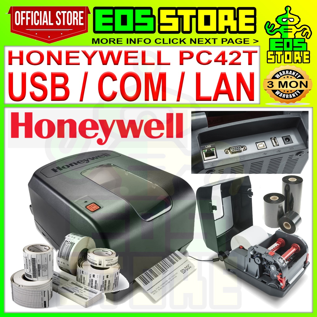 Honeywell PC42T AWB Thermal Barcode Network LAN USB Printer Air Waybill ...