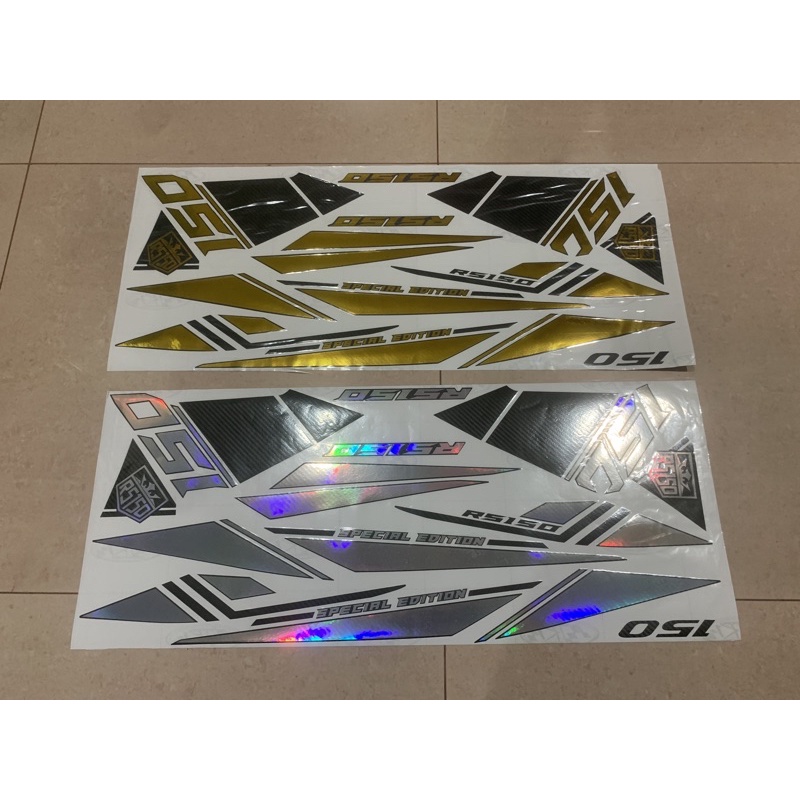 Honda rs150 v1 v2 body sticker carbon chrome edition stripe decal ...