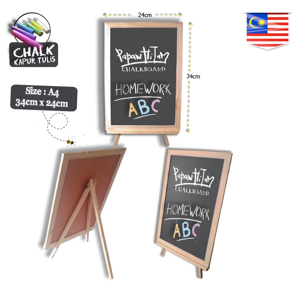 A4 (34cm*24cm) Blackboard Chalkboard Papan Hitam Office School Pub Cafe ...