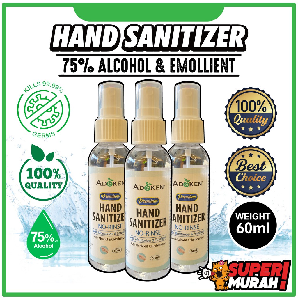 Adoken hand sanitizer 60ml / 75%alcohol/免洗酒精消毒液 / premium pocket hand ...