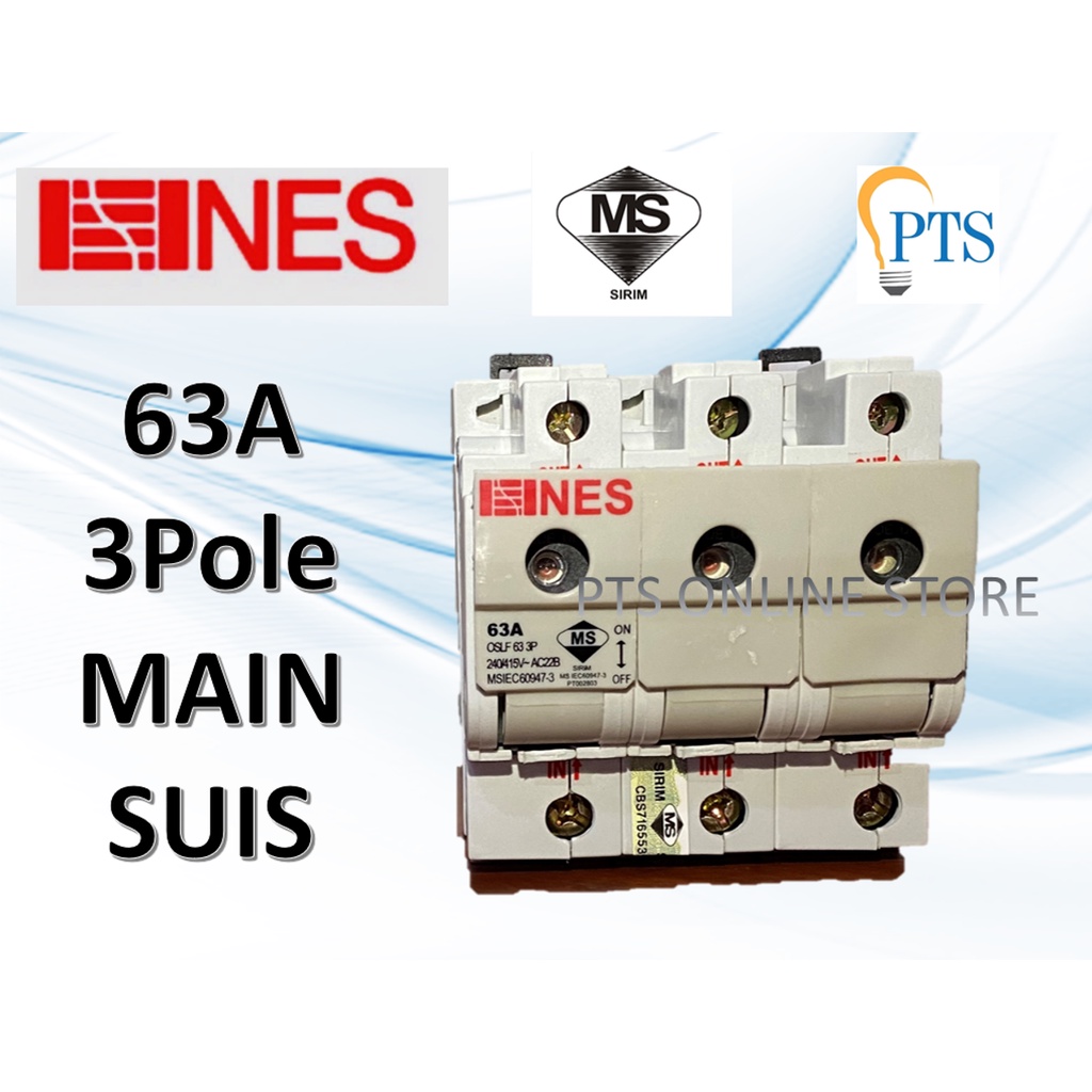 NES Main Switch ( switch fuse ) 63A 3pole - Sirim Aprroved - Main Suis ...