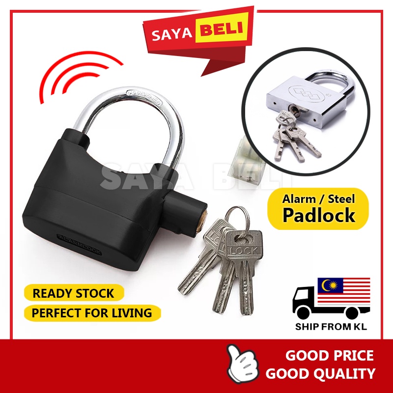 Padlock Alarm Lock Metal Steel Lock Loud Alarm Safety Lock for ...