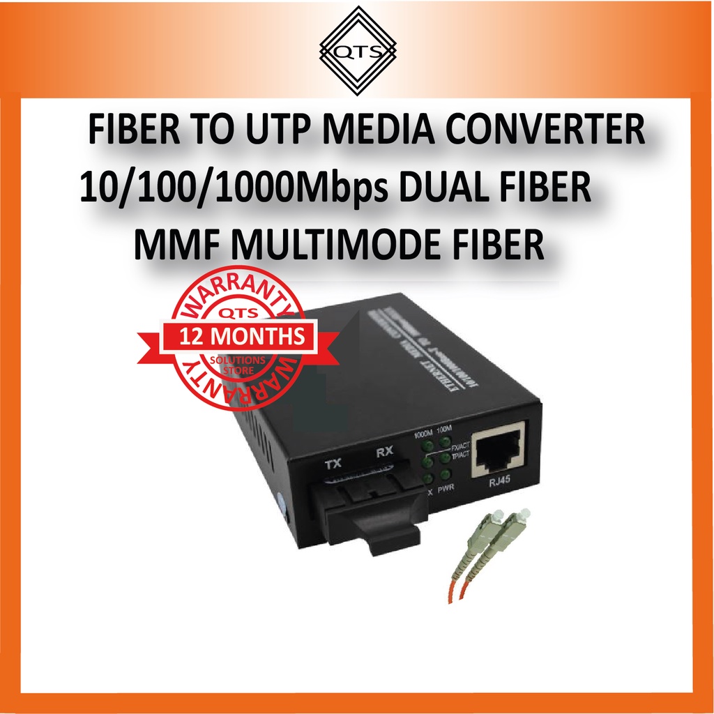 Fiber Media Converter MM Dual Fiber UTP 1000Mbps Giga Base Tx to ...