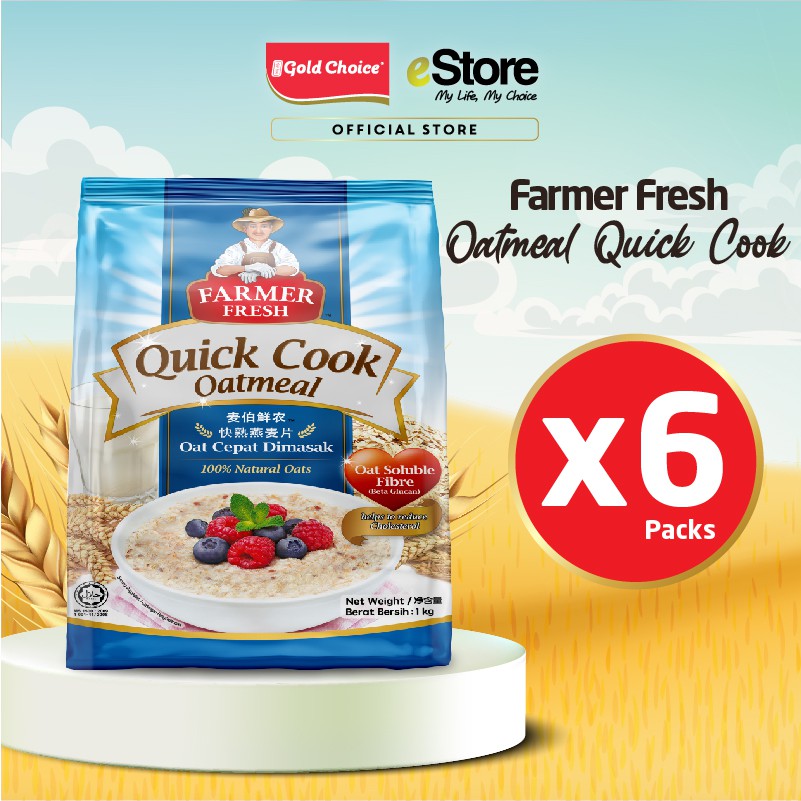 FARMER FRESH Oatmeal Quick Cook (1kg x 6 Packs) | Shopee Malaysia