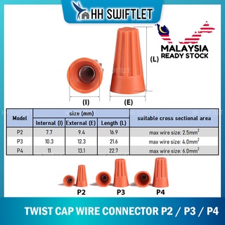 Wire Connector P1 / P2 / P3 / P4 Twist-On Spring Screw Cap, Quick ...
