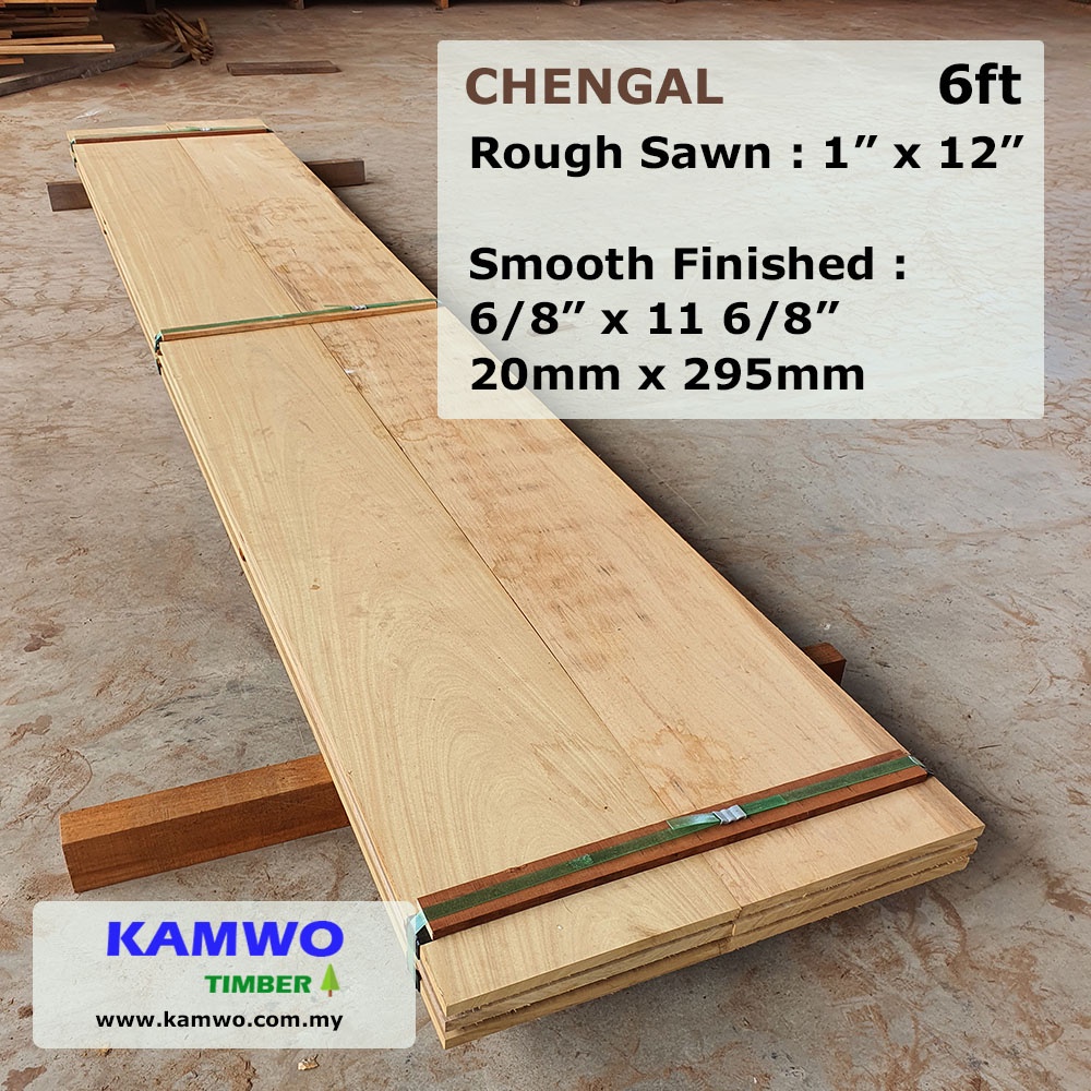 Chengal Timber (Rough, S4S, E4E, E2E) - 1" x 12" x 6ft - ( Kayu Cengal ...