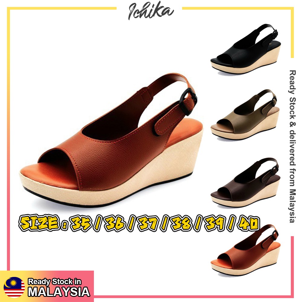 [MYSIA READY STOCK][35-40][BLAKE WOMEN OPEN TOE SLINGBACK WEDGES ...