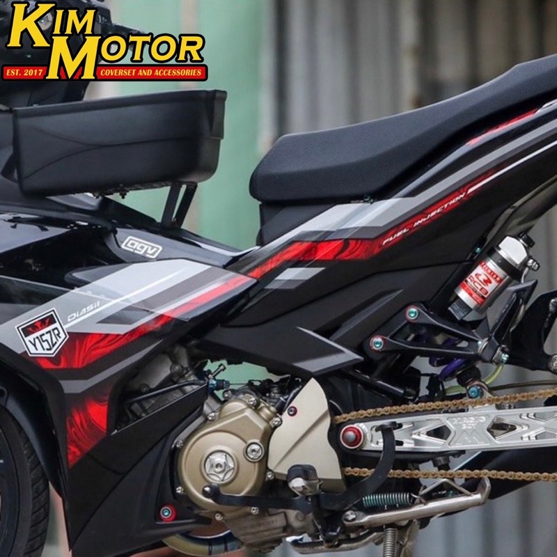 COVERSET Y15 V1 V2 ORIGINAL VELOZI METALLIC BLACK Y15ZR MERAH LUMUT ...