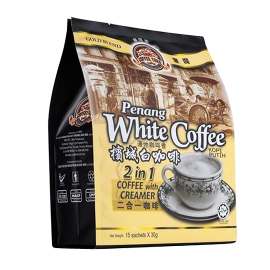 Penang Gold Blend Coffee tree White Coffee 2 in 1 Coffee with Creamer 30g X 15"s(Expiry:10/4 ...