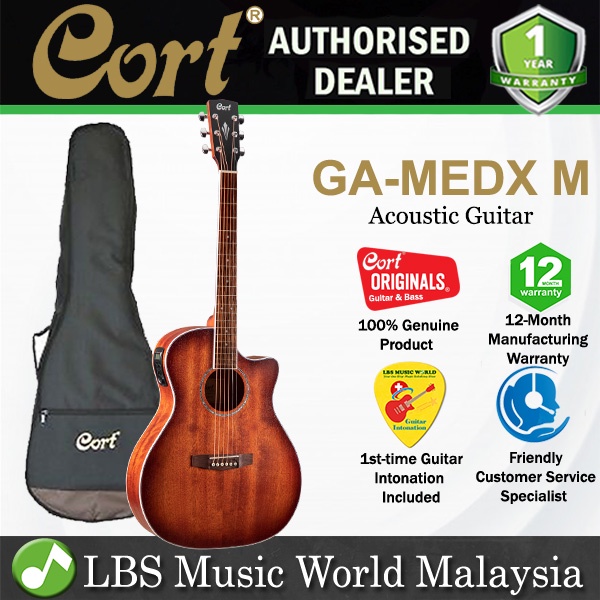 Cort GA-MEDX M Auditorium Full Mahogany Acoustic Electric Guitar with ...