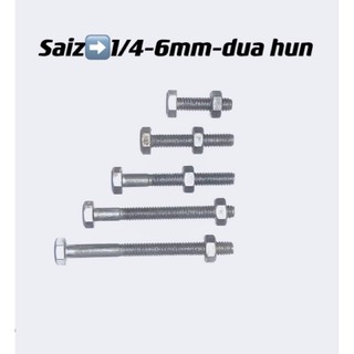 Skru besi 1/4-6mm-dua hun panjang3/4 to 5inci Iron screw Threaded ...
