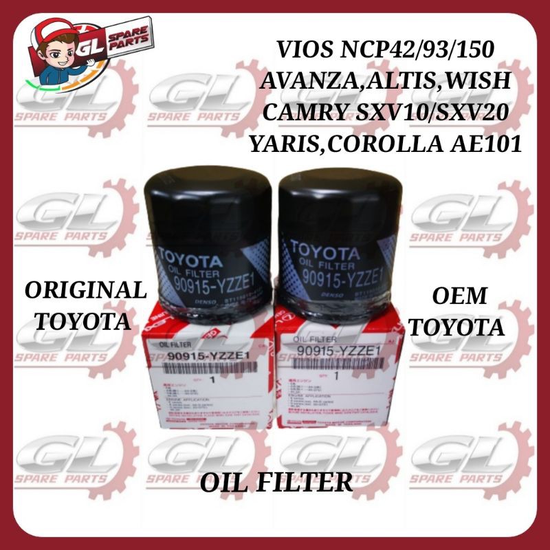 TOYOTA OIL FILTER 90915-YZZE1 CAMRY SXV10 SXV20 ALTIS ZZE122 WISH AVANZA YARIS COROLLAAE101 VIOS ...