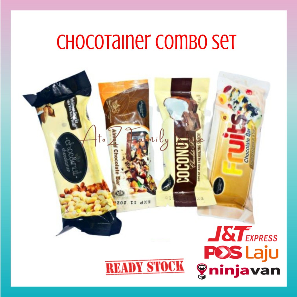 Chocotainer Energy Bar Mix Flavour Fruit Choc & Nut Coconut Almond ...