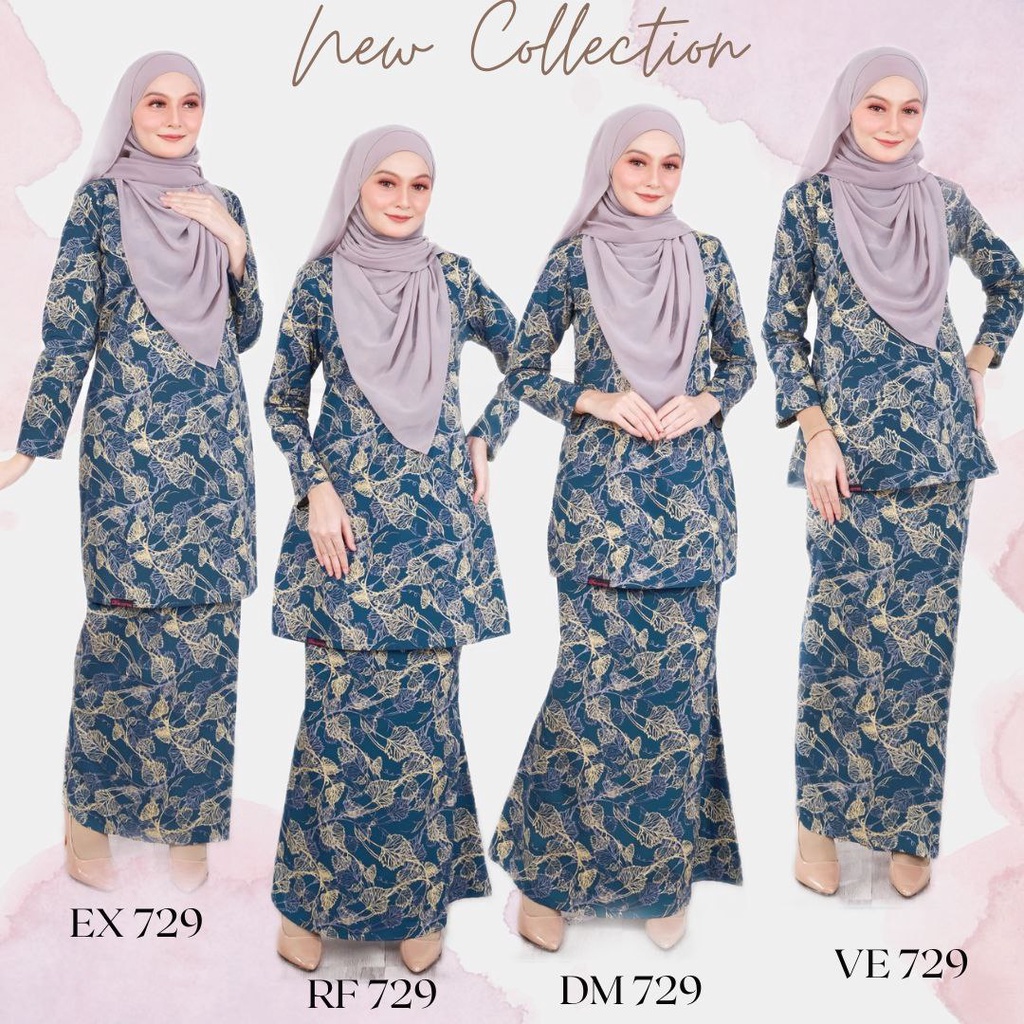 Baju Kurung Cotton (Dark Teal Blue) | Shopee Malaysia