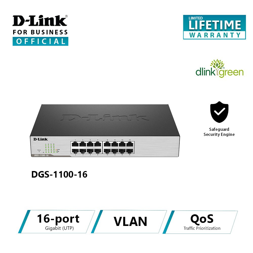 D-Link Smart Managed 16-Port Gigabit Network Switch DGS-1100-16 V2 ...