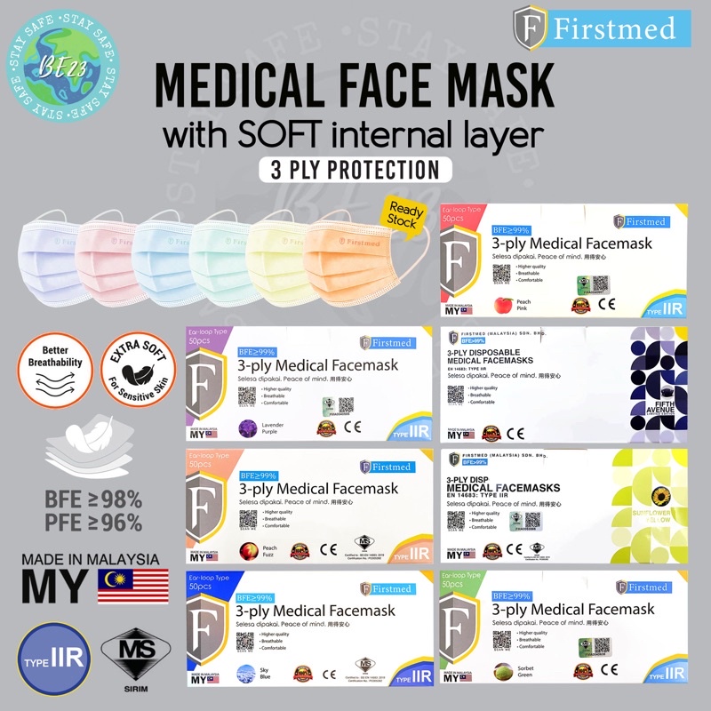 FirstMed Premium HIGH QUALITY 3-PLY MEDICAL FACE MASK -READY STOCK ...