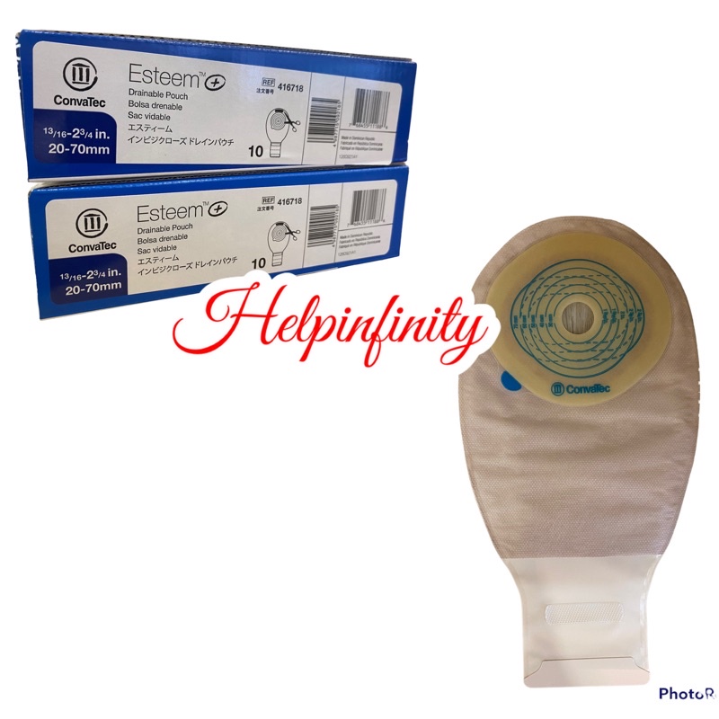 (416718) ConvaTec Esteem®+ One-Piece Drainable Pouch with Invisiclose & Filter 20-70mm | Shopee ...