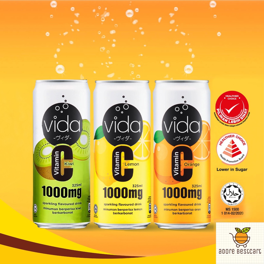 Vida C 1000mg Vitamin C 325ML HALAL ORANGE LEMON KIWI [READY STOCK ...