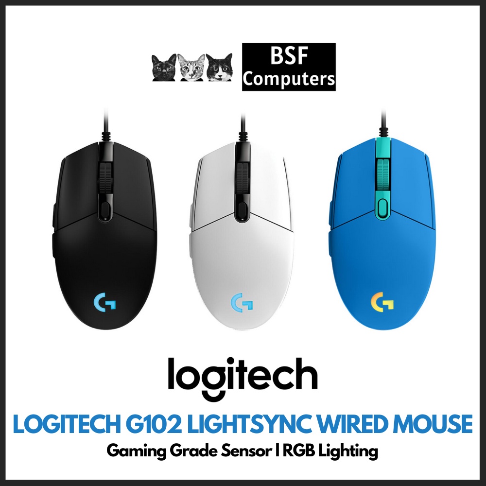 Logitech G102 Lightsync Wired Mouse / Gaming Grade Sensor 8,000 Max DPI ...