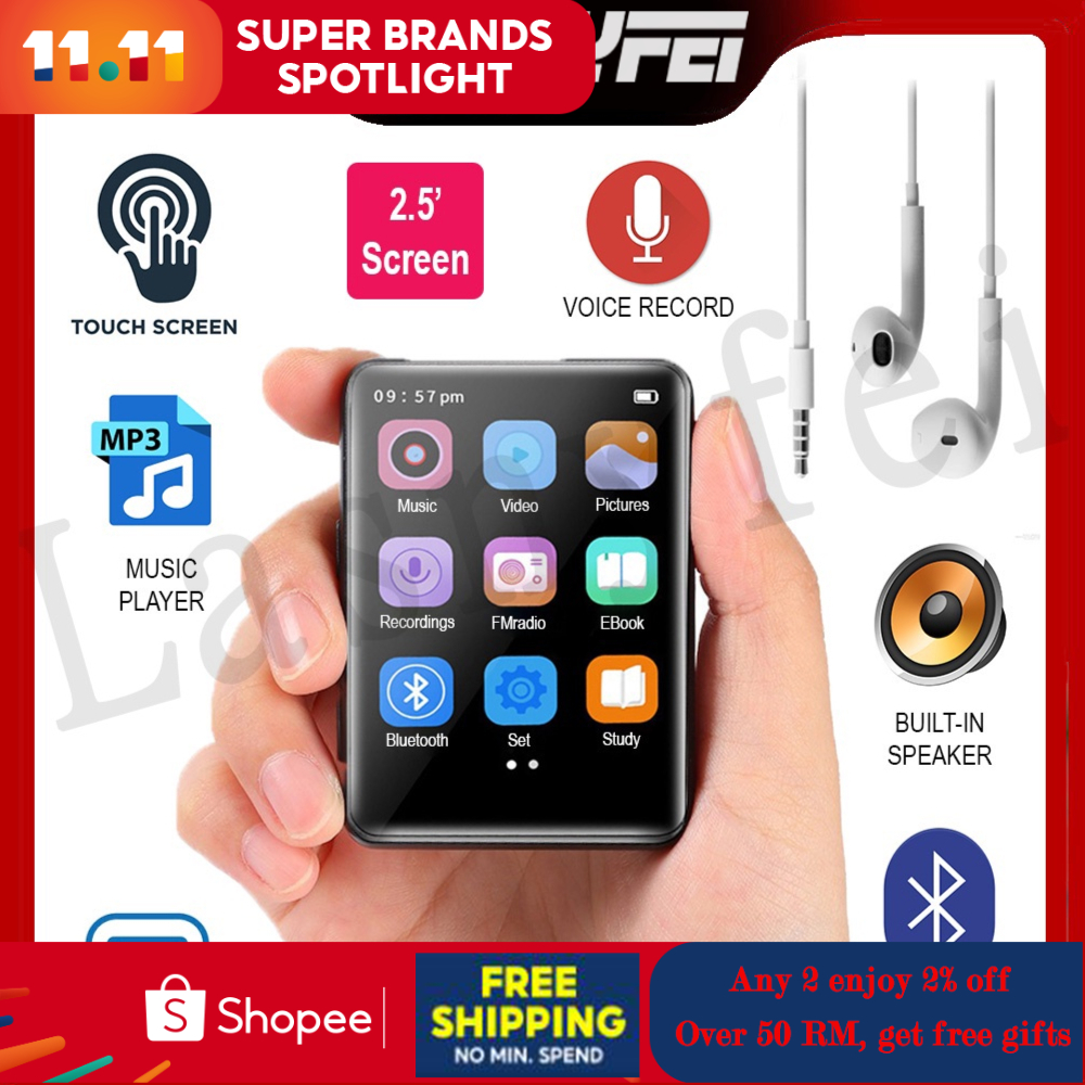 Touch Screen MP3 Music Player Bluetooth 5.0 Walkman 2.5 Inch Touch ...